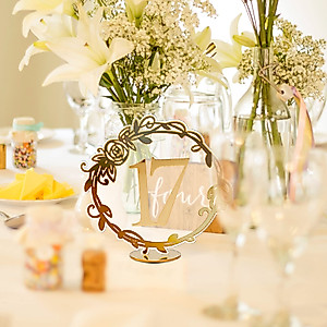 NAWTOR 20Pcs Gold Acrylic Table Numbers Lace Table Numbers With Stands Holder Base Elegant Mirror Table Numbers for Wedding Party Event Catering