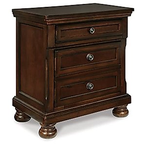 Signature Design by Ashley Porter Classic 2 Drawer Nightstand with Dovetail and Ball-bearing Construction, Dark Brown