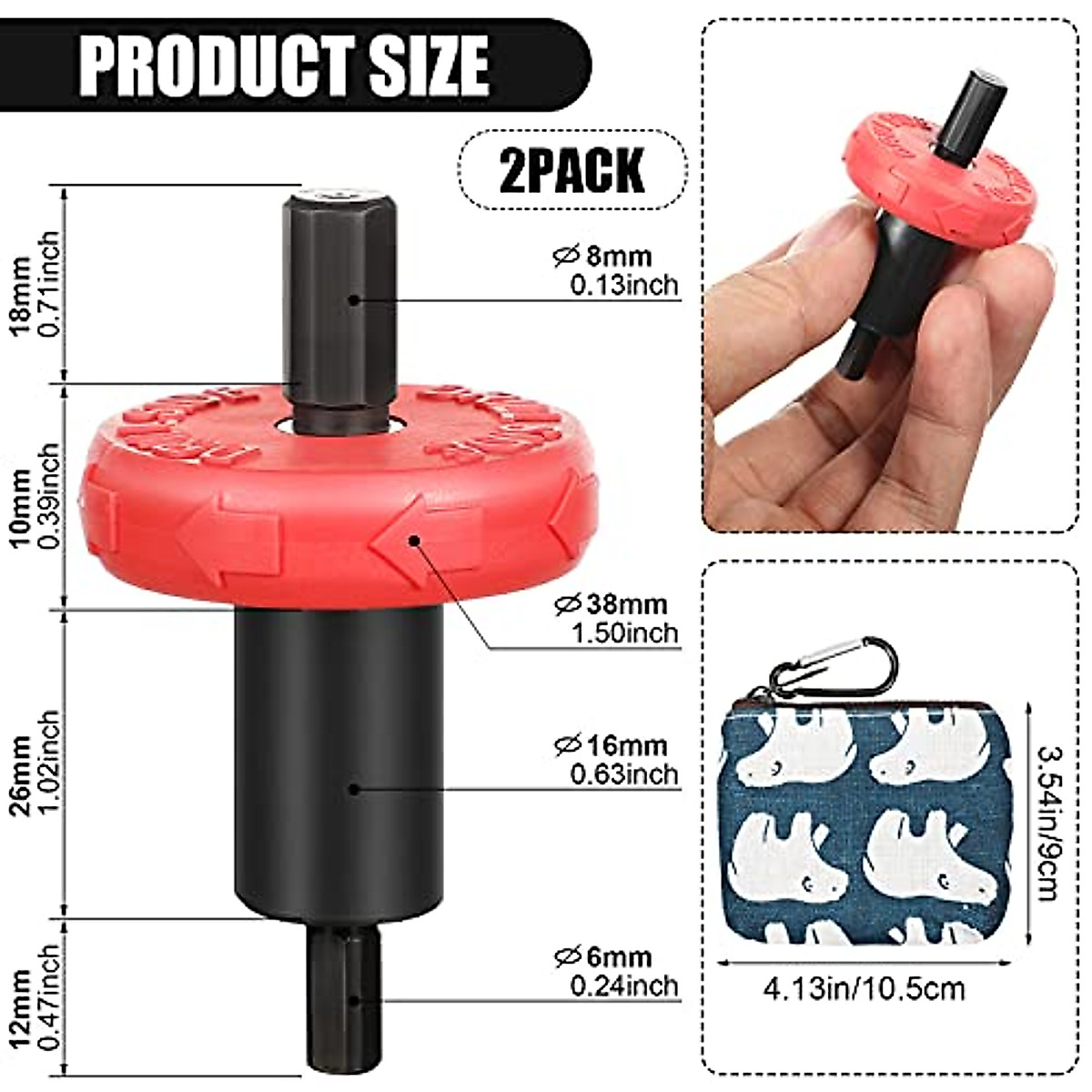 2 Pieces Electric Start Drill Bit Adapter, Engine Speed Starter Drill Bit Adapter with 2 Storage Bag for Trimmer, Garden Cultivator, Leaf Blower, Handheld Equipment