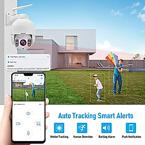 JideTech 5MP PTZ WiFi Camera Outdoor, 5X Optical Zoom IP Dome Camera, Auto Tracking Security Camera, 196ft IR Night Vision, Human/Motion Detection, Two Way Audio, IP66 Waterproof, SD Card Slot