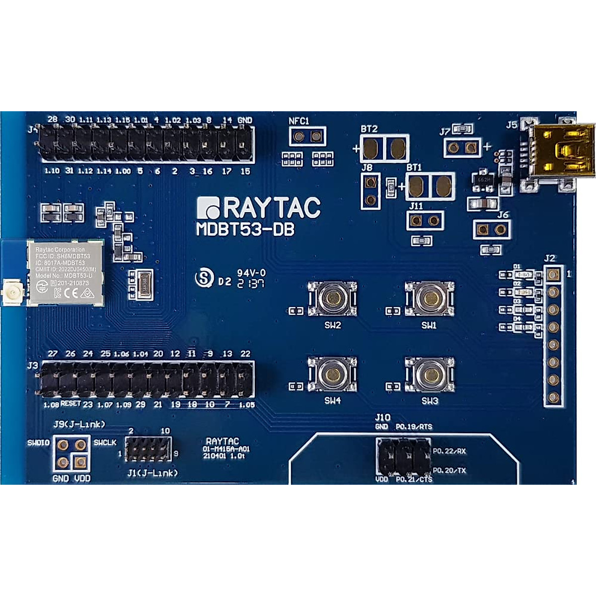 MDBT53-DB Nordic nRF5340 Module Demo Board Dev Kit 48 GPIO Bluetooth Module BT5.2 FCC IC CE Telec KC SRRC (Chip Antenna)