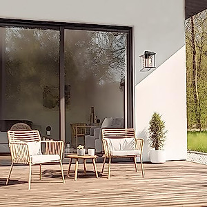 Black Outdoor Wall Lights, Farmhouse Exterior Wall Sconces Light Fixture with Cylindrical Water Ripple Glass Shade, Modern Waterproof Lanterns for Front Door, Entry, Porch, Patio, and Gazebo