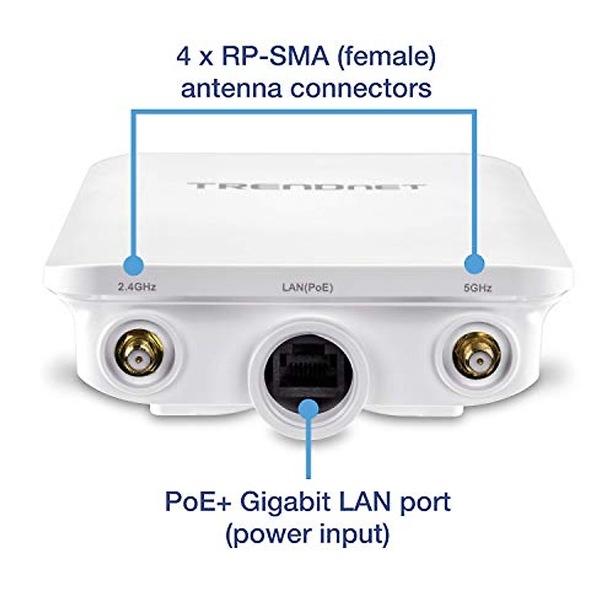 TRENDnet 5 DBI Wireless AC1300 Outdoor PoE+ Omni-Directional Access Point, TEW-841APBO, 4 X 5 DBI Omni Directional Antennas, Point-to-Point & Point-to-Multi-Point WiFi Bridging, IEEE 802.3AT PoE+