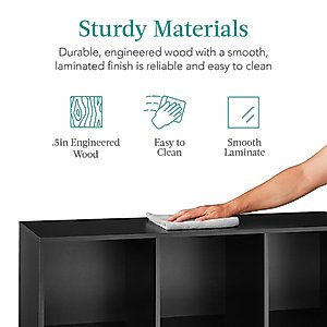 Best Choice Products 6-Cube Storage Organizer, 11in Shelf Opening, Bookcase, Display Shelf, Customizable w/ 3 Removable Back Panels – Black