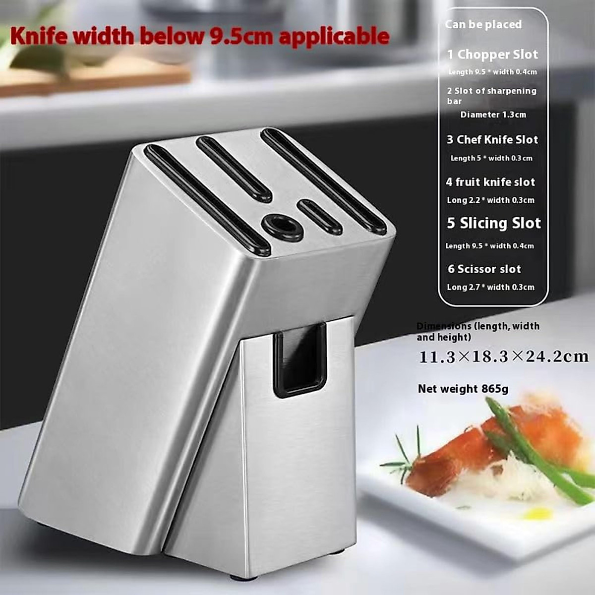 CHAPMAN BROOK Stainless Steel Knife Holder - Knife Block - Durable Kitchen Organizer for Chef Knives, Slicing, Scissors - Space-Saving Knife Storage for Countertops