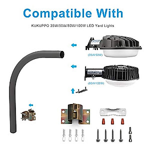 KUKUPPO Arm Mount LED Barn Light, Dusk to Dawn LED Area Light Extension Mounting Arm Bronze Finish Mounting Pole for LED Yard Lights Security Lighting