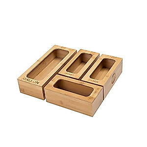 Happy Kubo - Bamboo Ziplock Bag/Food Storage Bag Organizer - Kitchen Organizers - (4 pieces plastic bag organizer)