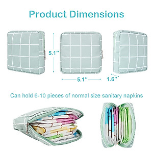Desing Wish Sanitary Pad Storage Bag Portable Period Bag for Teen Pads/Sanitary Napkins/Small Tampons, Sanitary Napkin Storage Bag First Period Gifts for Teen Girls (Green Plaid)