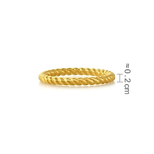 CHOW SANG SANG 999 24K Solid Gold Stackable Cubic Twisted Rope Ring for Women 92309R (Our Size 18/ US 8.5)