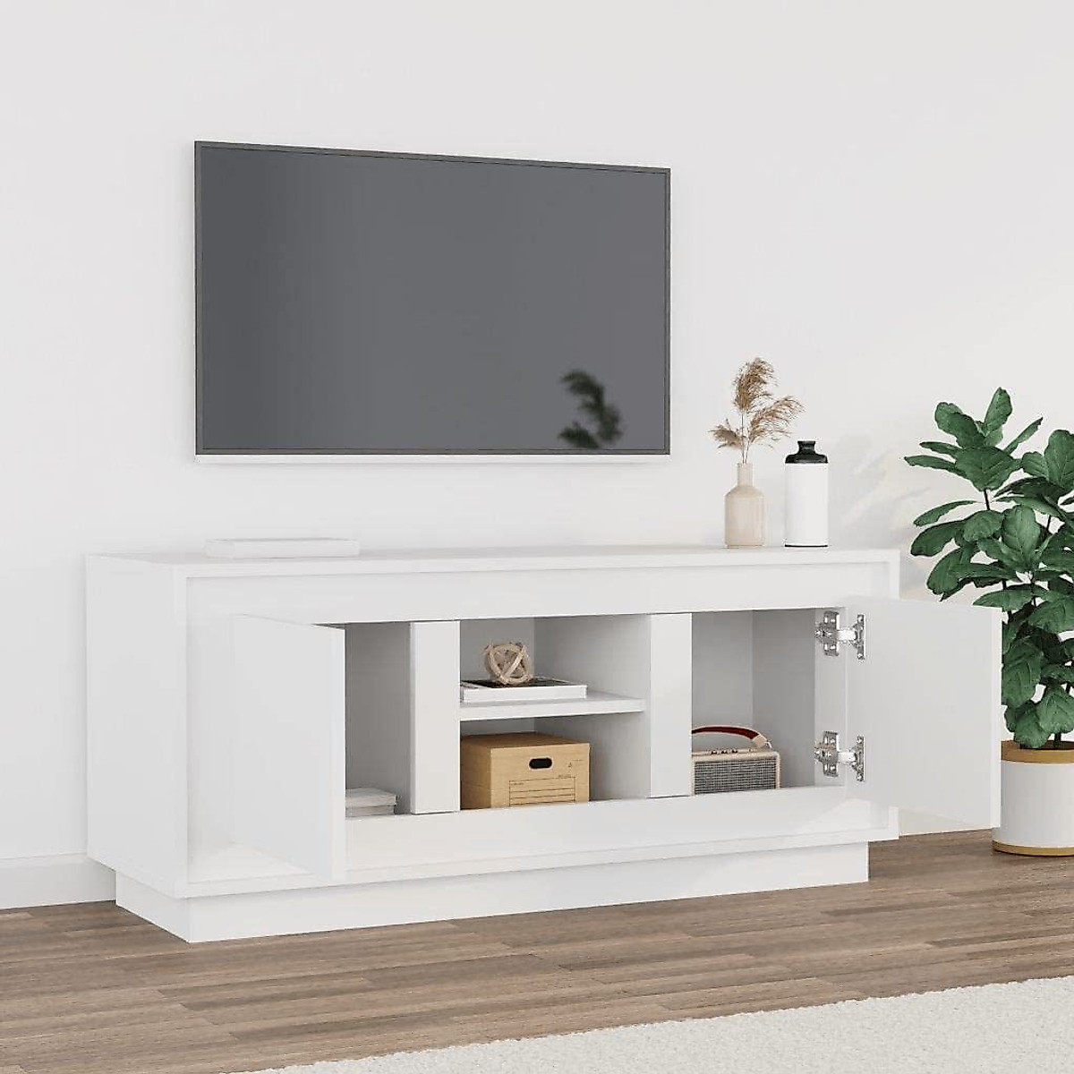 GaRcan TV Cabinet Media Furniture Sideboard Entertainment Centre TV Console Media Unit HiFi Cabinet Concrete Grey 102x35x45 cm Engineered Wood (White)