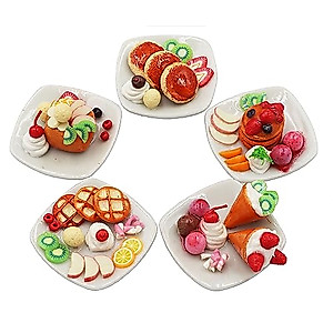 ThaiHonest 5 Dollhouse Miniatures Pancake & Waffle Food Supply Handcrafted,Tiny Food