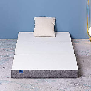 Molblly Folding Mattress, Tri-fold Gel Memory Foam Portable Mattress Topper with Washable Cover, Foldable Camping Mattress Guest Bed - Twin 75"X38"X3''