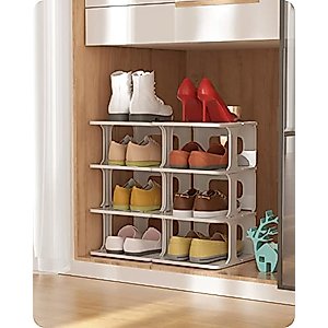 Baffect Shoe Rack Organizer, DIY Free Combination Plastic Shoe Storage, Stackable 8 Pair Shoe Shelf for Closet, Entryway and Hallway (4 Tiers)