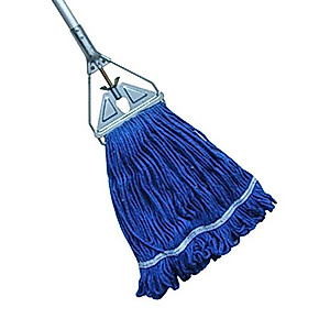 QIPENG 4 Pack 18" Commercial Mop Heads Wet Saddle Mop Head Refill, 24 oz Heavy Duty Looped-End Cotton/Synthetic, Large Size, for Home and Industrial Use, Blue