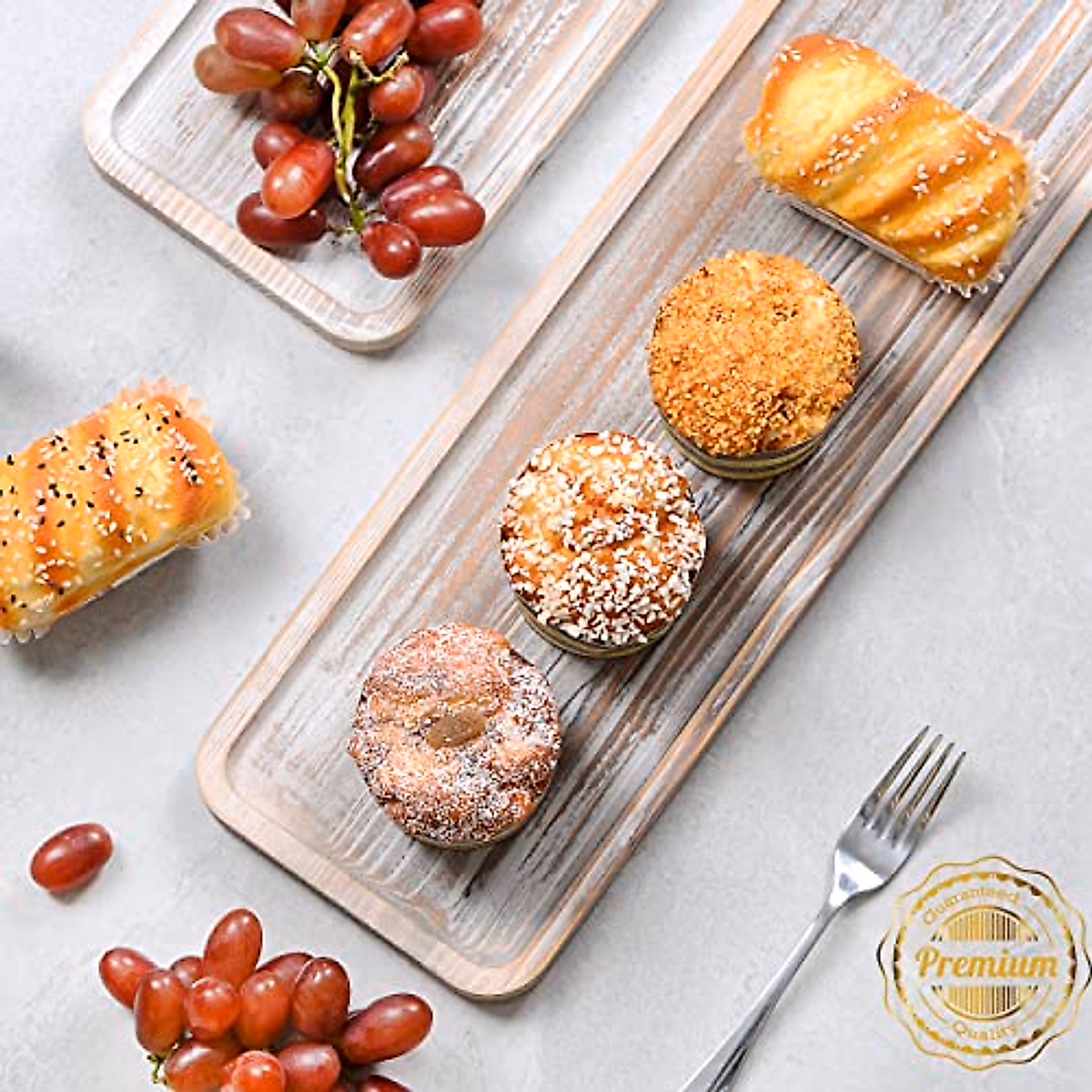 MHM 3 Tier Serving Tray Farmhouse Rustic Gray Wooden 3-Tier Serving Tray - 3 Tier Cupcake Stand Collapsible White Grey Rustic Serving Tray for Parties and Picnics