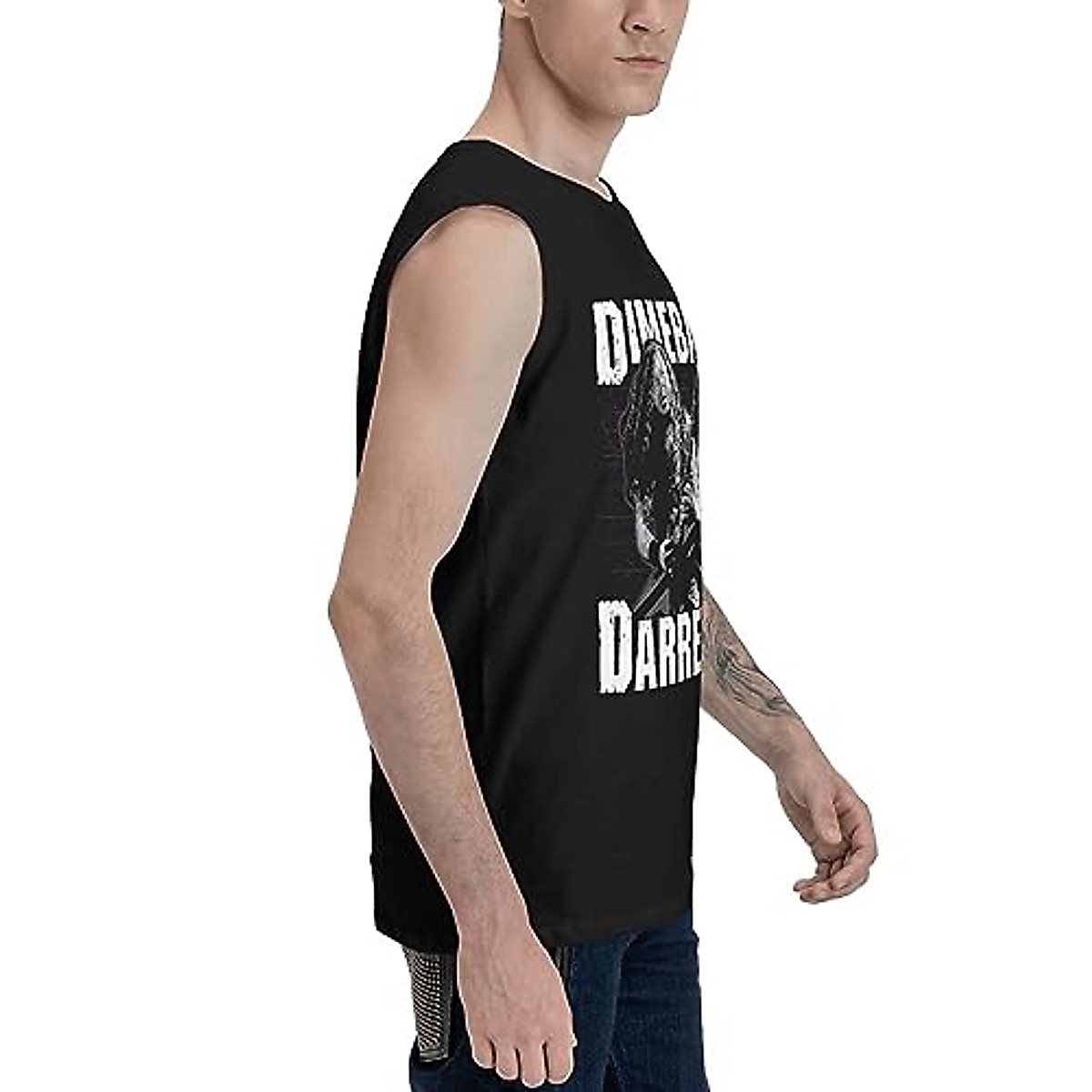 Dimebag Style Singer Darrell Tank Top Men T-Shirts Sleeveless Short Sleeve Basic Tee Teenager Summer Cotton Shirt for Sports Top3X-Large Black
