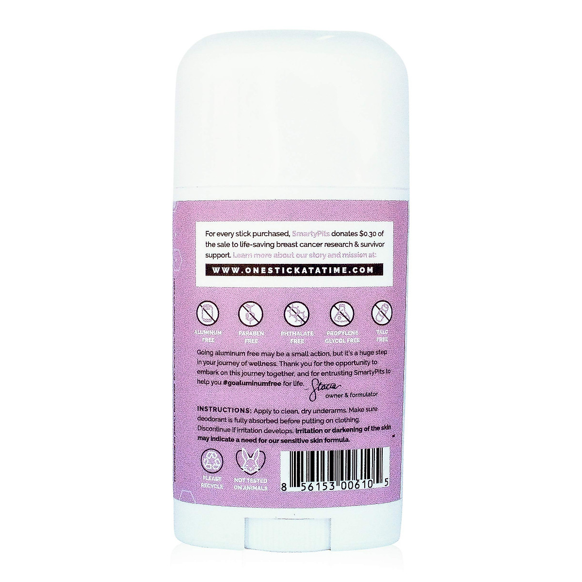 Natural/Aluminum-Free Deodorant (with baking soda): Paraben Free, Phthalate Free, Not Tested on Animals (Lavender Rose)