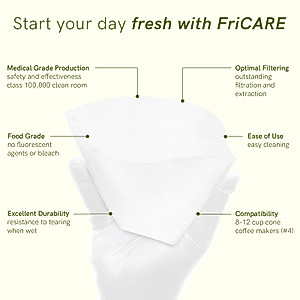 FriCARE Coffee Filters #4 for 8-12 Cup Ninja Coffee Maker CE251 CM401 - Unbleached Disposable Coffee Filter - No-break Confidence - Premium Cone Coffee Filter Replacement - White, 100 Ct