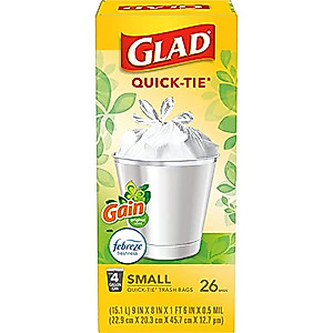 GLAD Small Trash Bags - 4 Gallon Trash Bag for Waste Basket, Gain Original Scent with Febreze Freshness- 26 Count (Pack of 6)