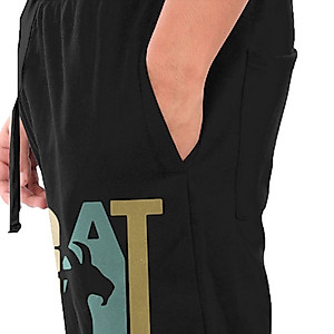 Goat Men's Casual Yoga Sweatpants Workout Athletic Elastic Waist Pants Outdoor Jogger Pants Medium Black