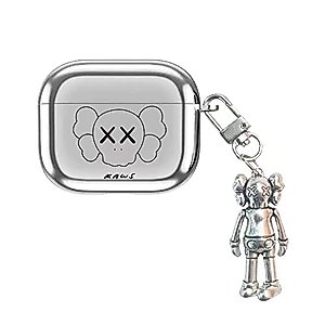 Electroplated Airpod Case Designed for AirPod 3 Full Protective Case Cover with Keychain Cute Girls Men Durable Shockproof Anti Lost Case for Airpod 3 Charging Case (Butterfly Bear)