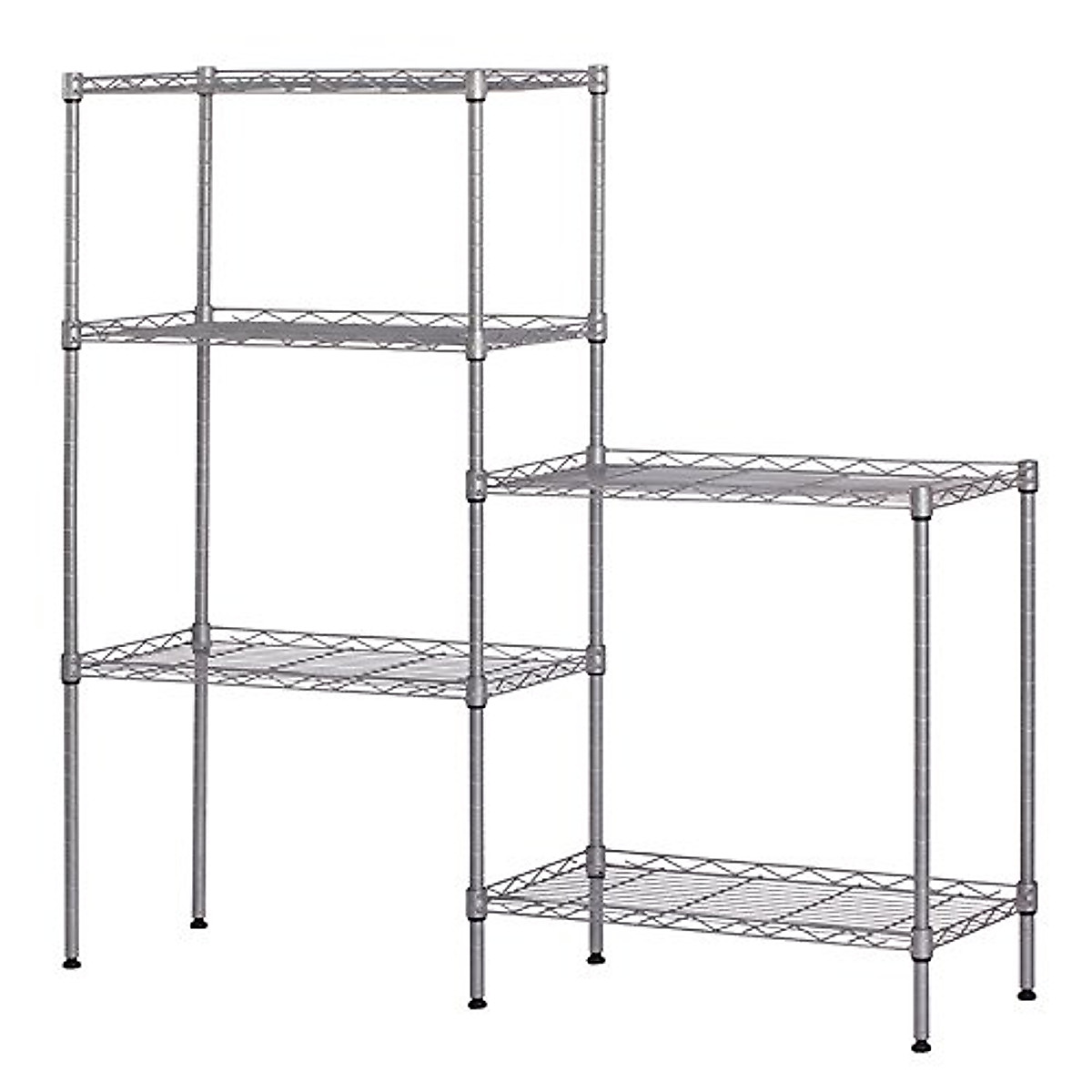 Tenozek 5-Shelf Shelving Storage Unit Metal Shelf Organizer Wire Rack Storage Unit Steel Storage Rack for Kitchen Bathroom Bedroom Office (Silver)