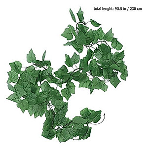 Balacoo Reptile Plastic Plants Terrarium Decor Hanging Silk Leaves,Artificial Lifelike Vines Decorations for Bearded Dragons,Lizards,Geckos,Snake Breeding Box and Fish Tank (2 Strands)