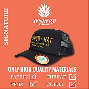 Sendero Provisions Co. Cowboy Hat Embroidered Logo Snapback Trucker Cap One Size (Black/Gold)