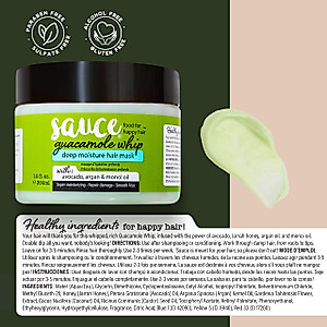 SAUCE BEAUTY Deep Conditioning Hair Mask (12 Fl Oz) Guacamole Whip Hair Mask for Damaged Hair & Frizz Control with Avocado, Honey, Monoi & Argan Oil, All Hair Types