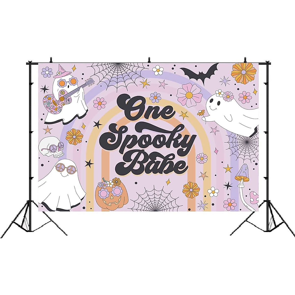 Lofaris Halloween Spooky First Birthday Party Backdrop Girls 1st Birthday Background Groovy Halloween Boo Princess 1 Year Old Birthday Party Supplies 5x3ft