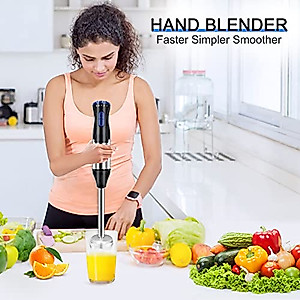 Bemkop Immersion Blender 1000 Watts -Multi-Purpose Handheld Blender with Whisk, Chopping Bowl, Mixing Beaker Attachments, Variable Speed Control