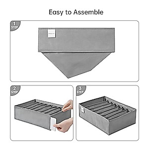 Coorganisers 4 Packs T-shirt Drawer Organizers for Clothing,8 Grids Compartment Storage Box Wardrobe Clothes Organizer, Washable Clothes Organizer for Folded Clothes, T-shirt, Legging, Silk Scarve