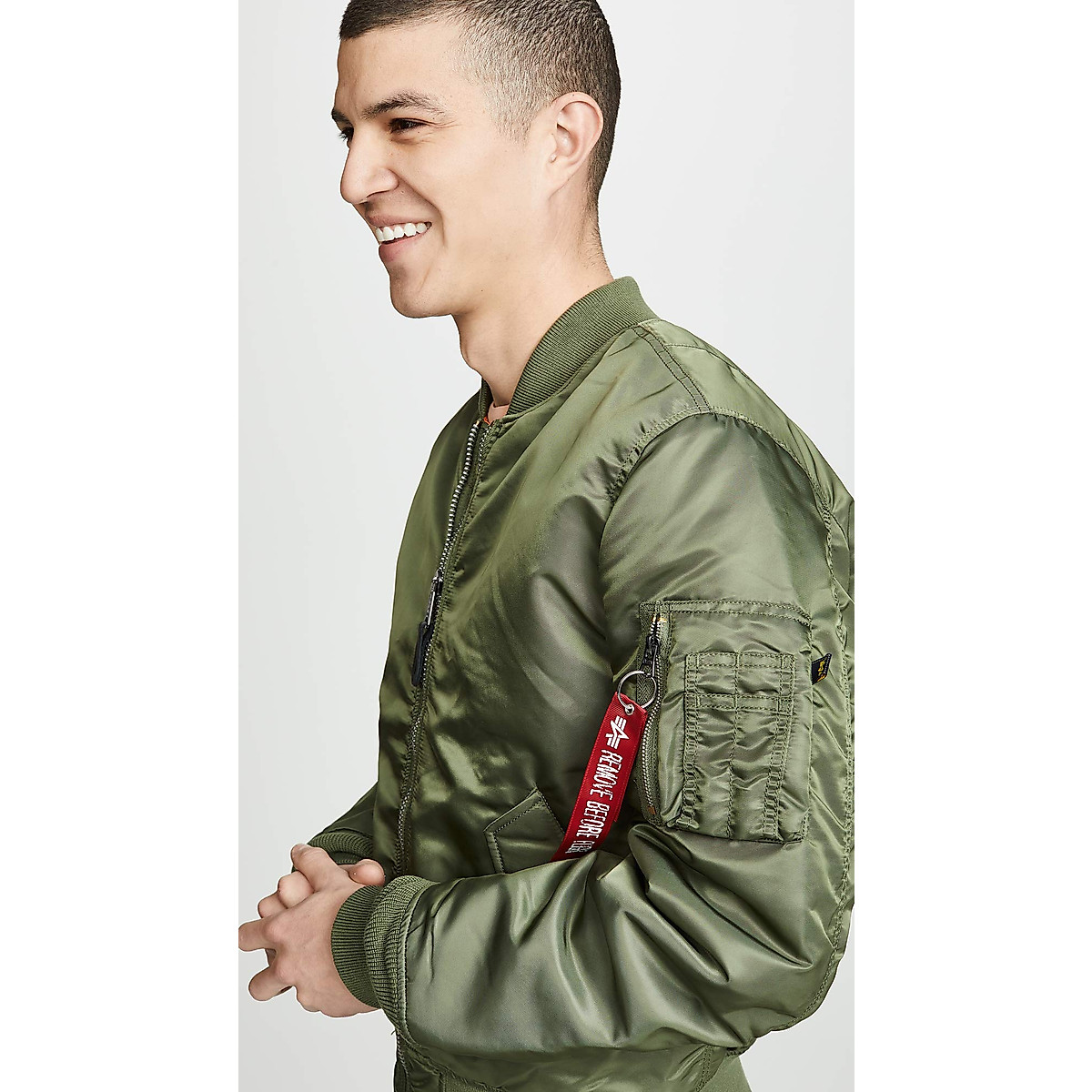 Alpha Industries MA-1 Slim Fit Bomber Flight Jacket - Fighter Pilot Flight Jacket - Sage, M