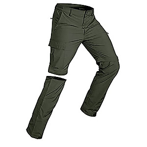 Wespornow Men's-Convertible-Hiking-Pants Quick Dry Lightweight Zip Off Breathable Cargo Pants for Outdoor, Fishing, Safari (Army Green, Large)