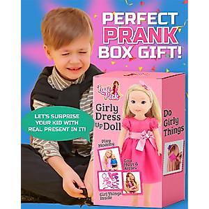 Skywin Prank Gift Box Sleeve - Fake Prank Box disguise Gift a Girly Dress-Up Doll for adults or kids - Novelty Gag Gift Box for Pranksters (Doll)