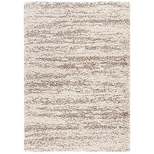 SAFAVIEH Hudson Shag Collection Area Rug - 9' x 12', Ivory & Beige, Modern Design, Non-Shedding & Easy Care, 2-inch Thick Ideal for High Traffic Areas in Living Room, Bedroom (SGH206B)