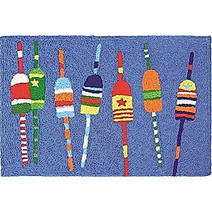 Jellybean Colorful Fishing Buoys Coastal Washable 20 X 30 Inches Area Accent Rug