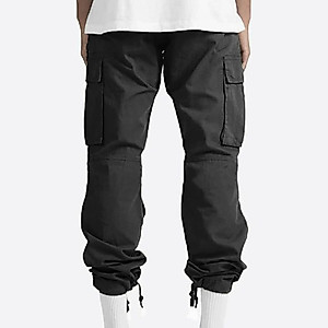 Aymnlox Cargo Pants for Men Baggy Big and Tall Linen Drawstring Sweatpants Casual Hiking Jogger Athletic Straight Pant Pocket