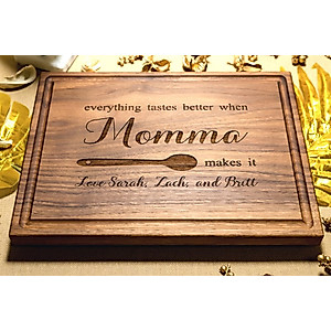 Walnut Artisan Personalized Cutting Boards, Custom Mother's Day Gift Idea, Wood Engraved Charcuterie Cheese Board for Grandmother, Momma Design 107