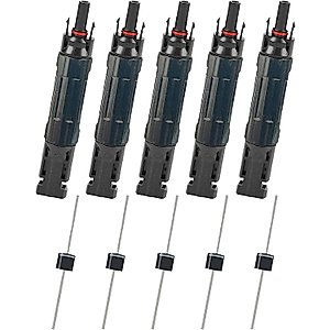 Jtron 5 PCS PV Solar Panel Connector Male/Female 15A Built-in Diode Inline Fuse Solar Wire Connectors Waterproof Anti-backflow (5 PCS 15A Solar Fuse)