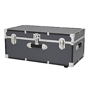 30" Trunk with Wheels & Lock, Wood Storage Container for Adults, Multiple Colors (Color : Gray)