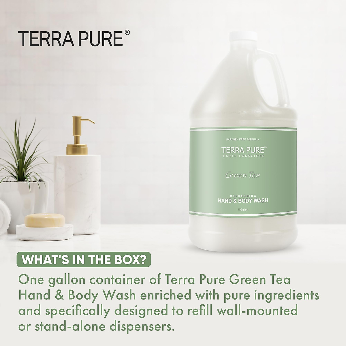 Terra Pure Hotel Body Wash/Hand Soap | One Gallon | Designed to Refill Soap Dispensers (Set of 1)