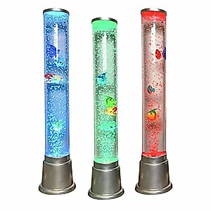 Shop LC Electric Fake Fish Tank Aquarium Lamp with 6 LED Glowing Colors Changing Lights and Sensory Bubble Tube Lamp - Artificial Fish Tank with Moving Fish - Night Light Sensory Lamp