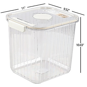 22 Lbs Airtight Rice Container with Cup, Clear Food Storage Container for Dry Food, 1 Pack