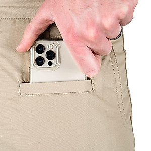 LAPG Men's Urban Ops Tactical Pants, Gusseted Crotch Lightweight Cargo Pants, Elastic Waistband Ripstop Work Pants, Water & Stain Resistant Pants for Men, Sierra, 36W x 32L