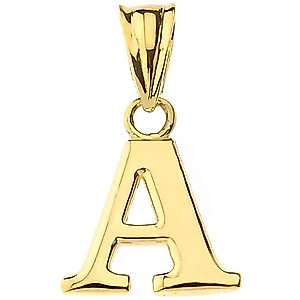 14K Yellow Gold Fine Mini Dangling Initial A-Z Charm 1/2" Pendant - Letter A
