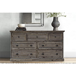 Sunset Trading Solstice 7-Drawer Coastal Dresser in Weathered Gray/Brown Wood