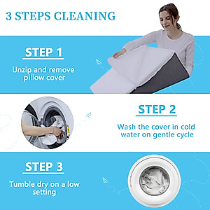 Touchutopia Bed Wedge Pillow for Sleeping, 12" 24" 24" Triangle Cooling Memory Foam Top, Elevated Support Wedge Pillow - Removable Washable Cover