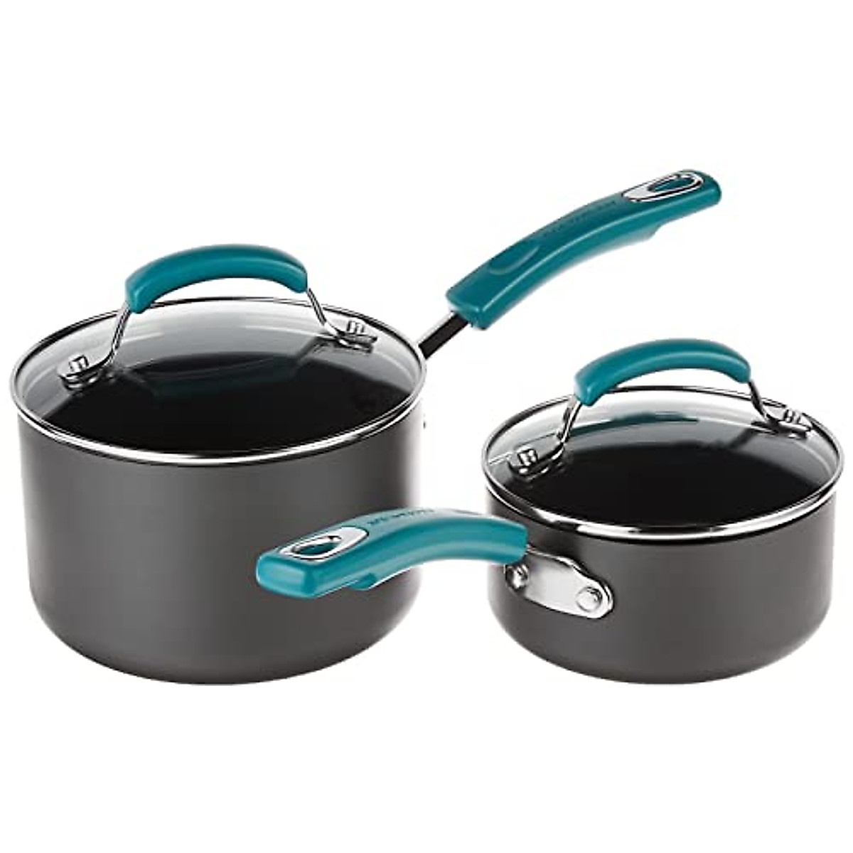 Rachael Ray Classic Brights Hard Anodized Nonstick Cookware Pots and Pans Set, 15 Piece - Agave Blue
