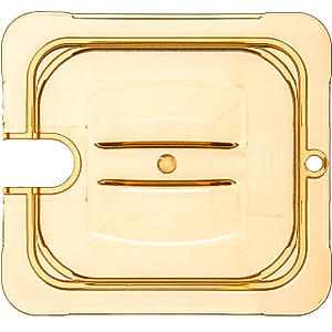 Carlisle FoodService Products 10511U13 StorPlus High Heat Universal Handled Notched Food Pan Lid, Sixth Size, Amber